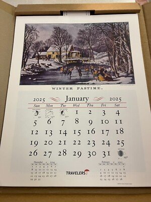 2025 Travelers Insurance Currier & Ives Wall Calendar ~ New! | eBay