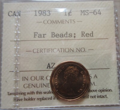 1983 Canada Small Cent Coin. ICCS MS-64 FAR BEADS; RED PENNY 1p 1c | eBay