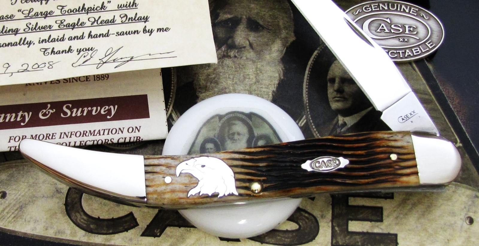 Case XX Large Toothpick Knife 2008 Sterling Silver Eagle Head Inlay 1 ...