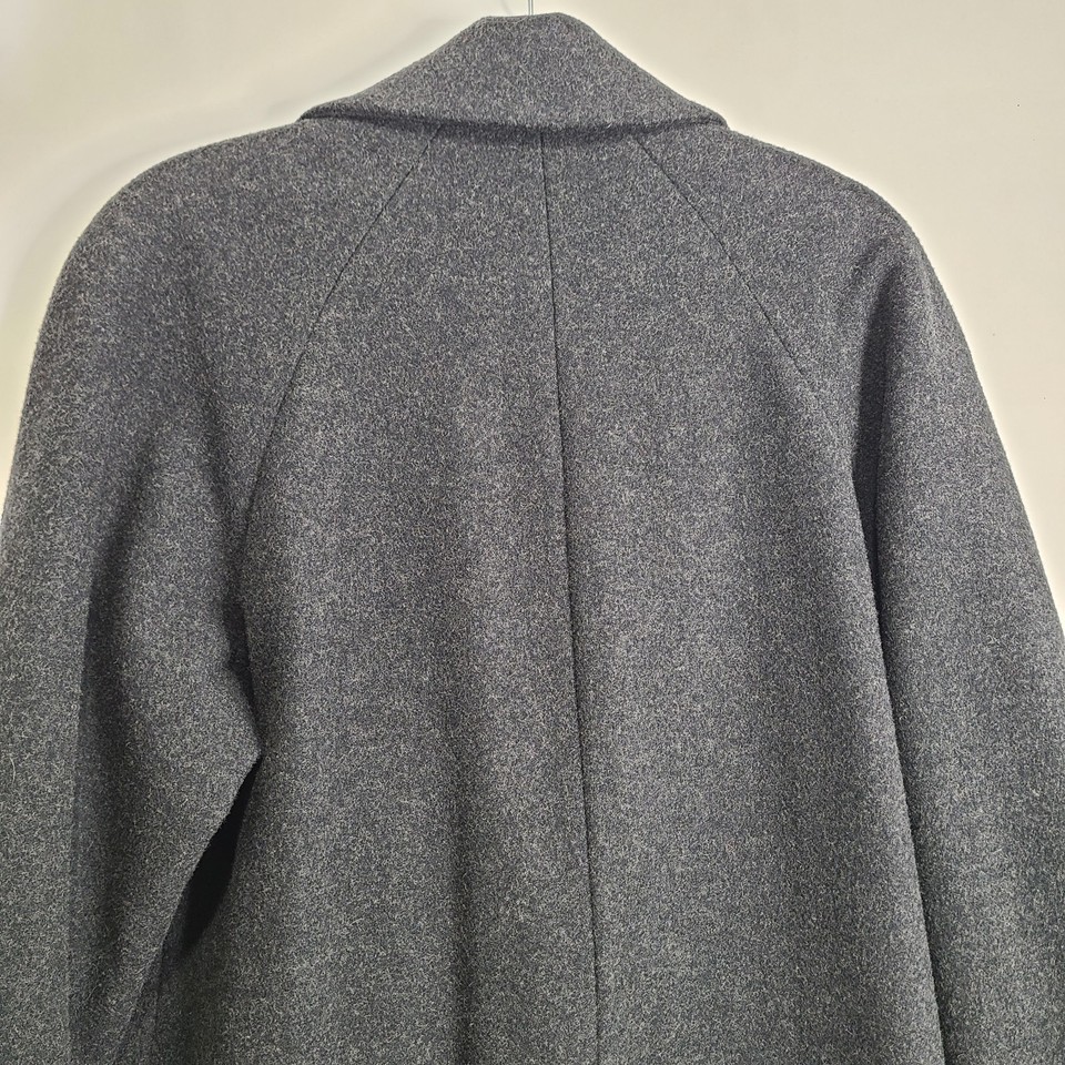 Worthington Petite 10P Dark Gray Wool Blend Long Trench Coat Lined | eBay