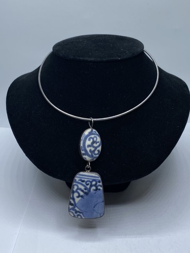 Sterling Silver Wire Ming Dynasty Chinese Porcelain Pendant 15 1/2 ...