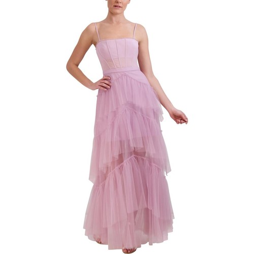 BCBGMAXAZRIA Womens Oly Pink Ruffled Corset Evening Dress Gown 10 BHFO ...