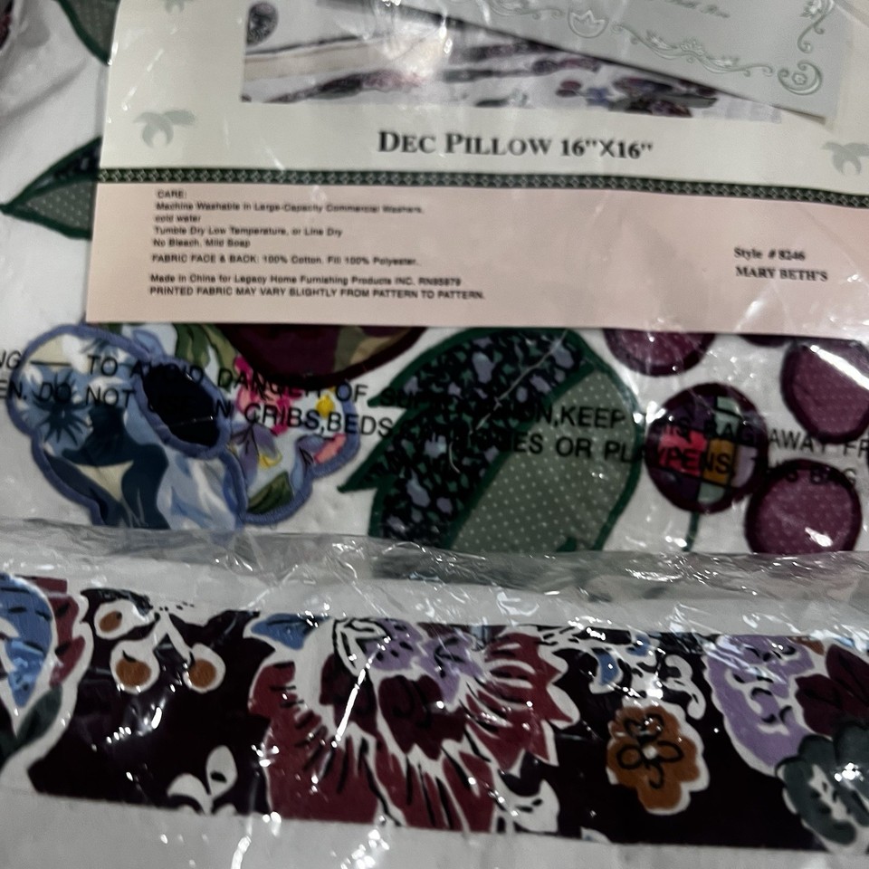 Mary Beth New Handcrafted Decorative Applique Pillow Set 3 16×16 ...