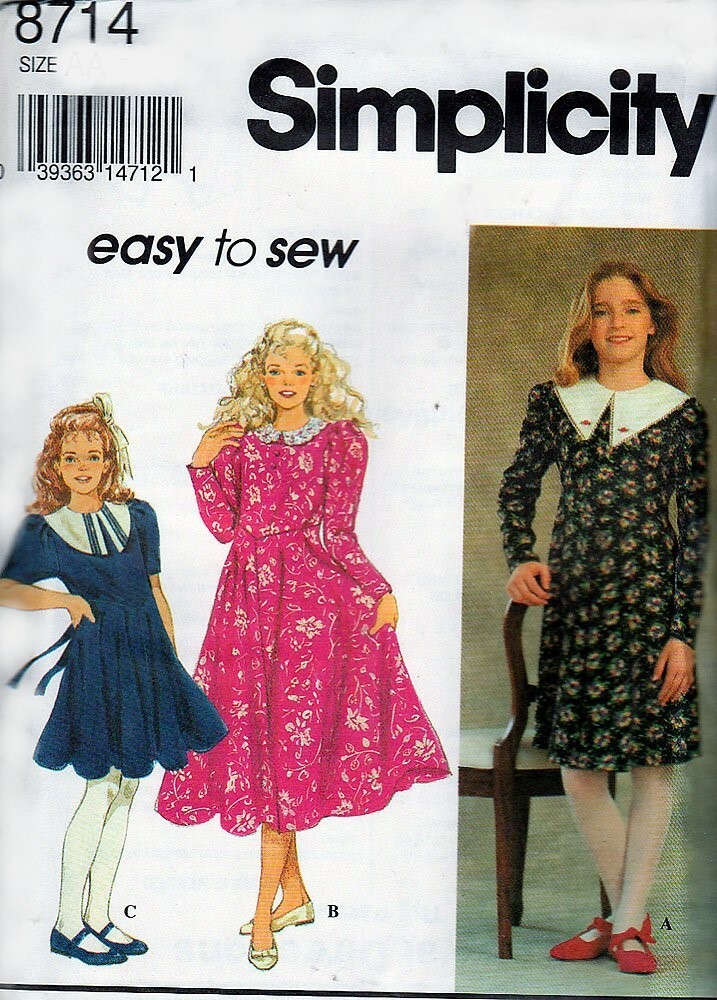 1993 Girls Dress Sewing Pattern Size 7-10 Simplicity 8714 OOP | eBay