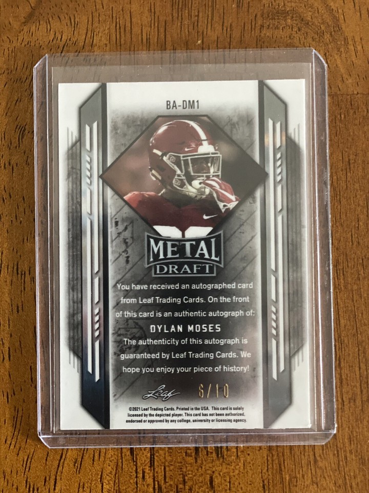 2021 Leaf Metal Draft Dylan Moses Cracked Crystal Rookie Auto #6/10 ...