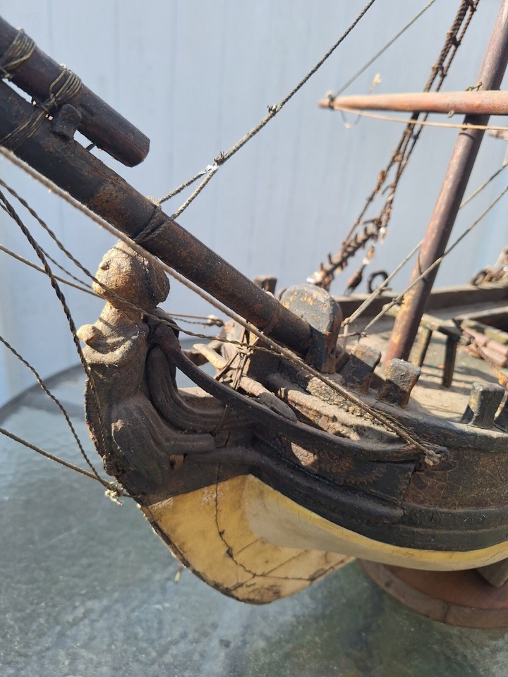 antique model boat. Hand carved mid 1800.s | eBay