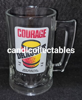 RARE VINTAGE COLLECTABLE COURAGE DRAUGHT BEER GLASS MUG IN GOOD USED ...