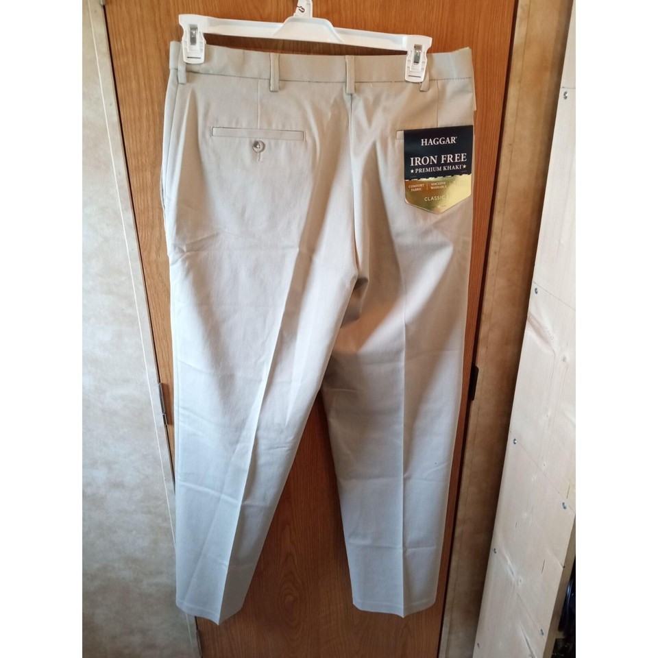 Haggar Iron Free Khaki Mens Slacks classic Fit Sz 34x32 | eBay