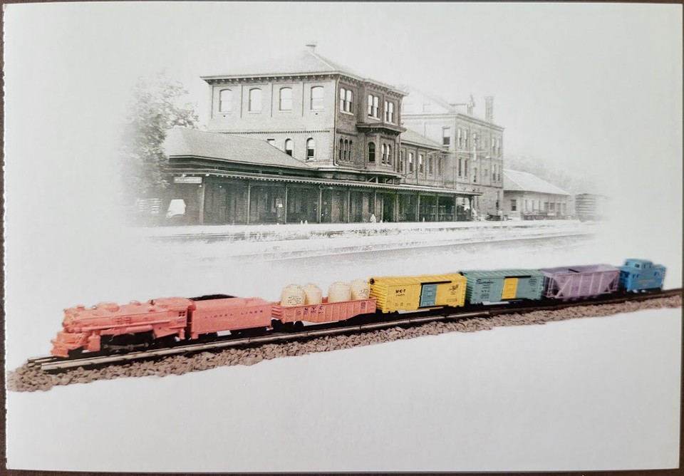 Postcard Girls' Pink Toy Train Set 1957-1958 Lionel; PRR Sta ...