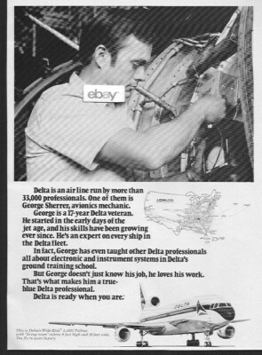 DELTA AIR LINES 1979 GEORGE SHERRER AVIONICS MECHANIC L1011 ROUTE MAP ...