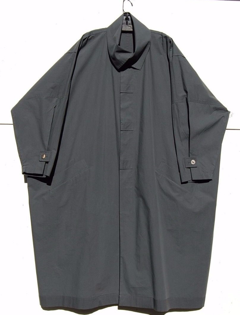 Shirin Guild GRAPHITE Light Weight Cotton Trench 48" Long Coat Generous ...