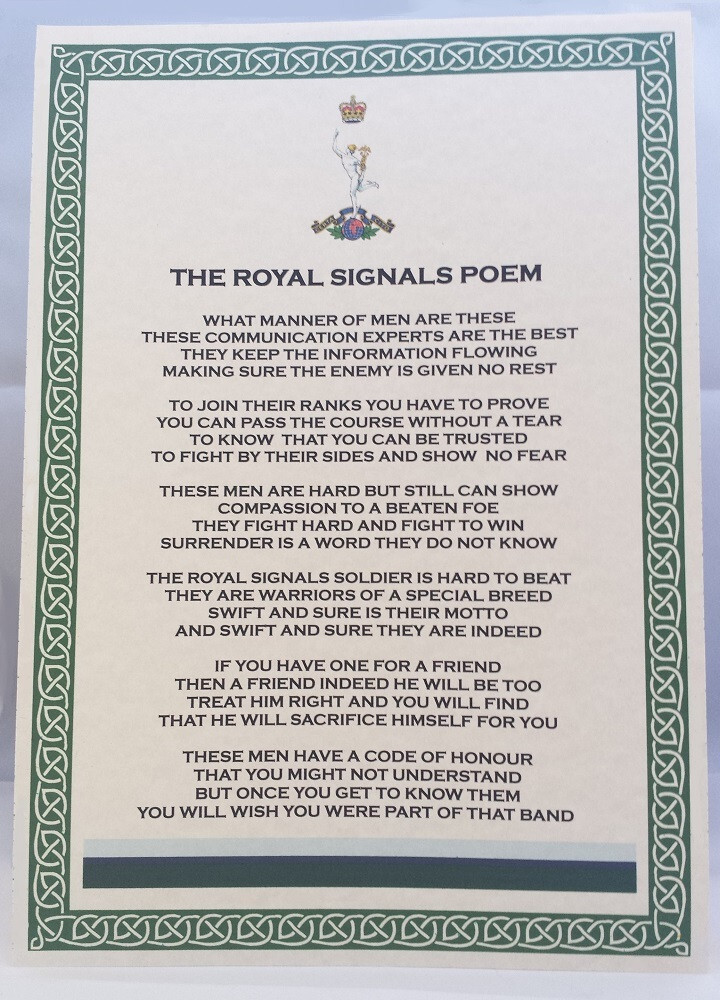 Royal Signals Poem | eBay UK