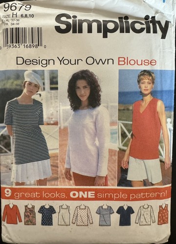 Simplicity Design Your Own pattern 9679 Misses' set of Tops sz 6, 8, 10 ...