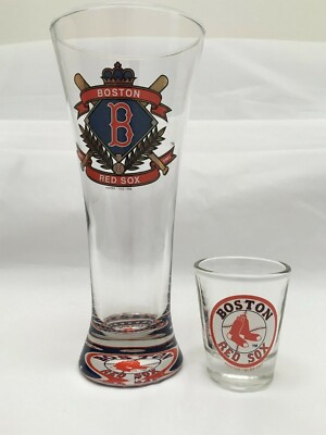 Boston Red Sox Pilsner Beer Shot 2 Glass Set Logo Base Hunter MLBP 2003 ...