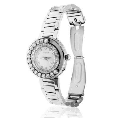 18K White Gold Plated Water Resistant Luxury Watch w/Genuine Crystals ...