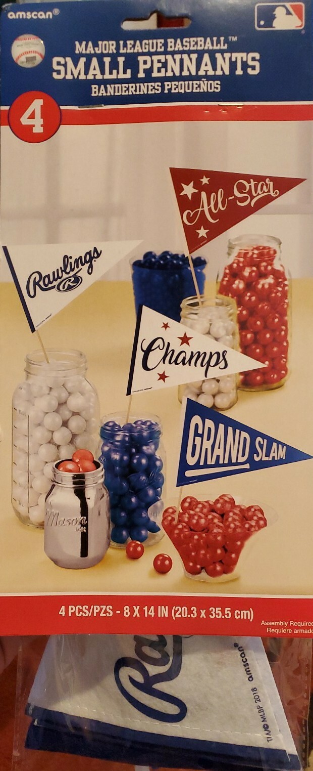 4-PK Major League Baseball Flag Pennants Banners - 8"W x 14"H Fan Man ...