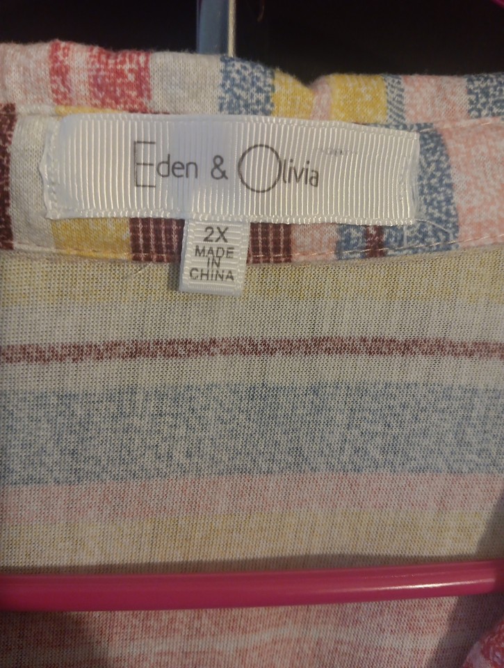 Eden And Olivia Colorful Button-up Shirt 2XL XXL short Button-up ...