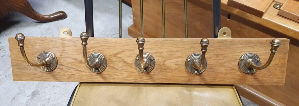 HAND MADE RECLAIMED OAK HAT & COAT STAND RACK ANTIQUE HOOKS FREE UK ...
