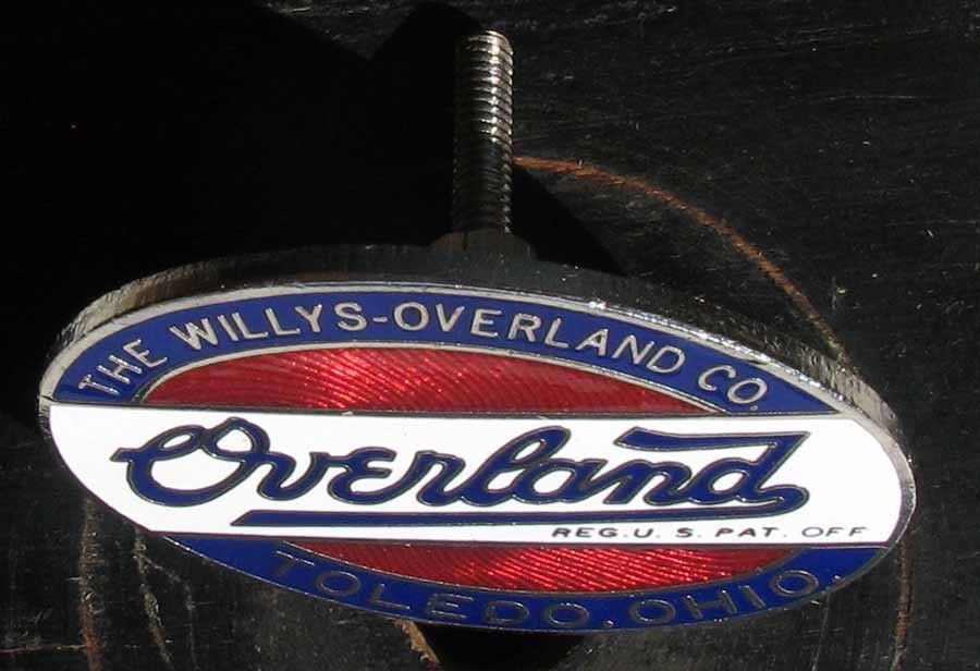 NOS 1919 to 1928 WILLYS OVERLAND CHROME CLOISONNE' EMBLEM EXCELLENT # ...