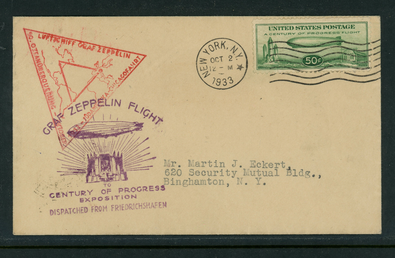 1933 Scott # C18 Graf Zeppelin Flight USA to Brazil BOB Air Mail Cover ...