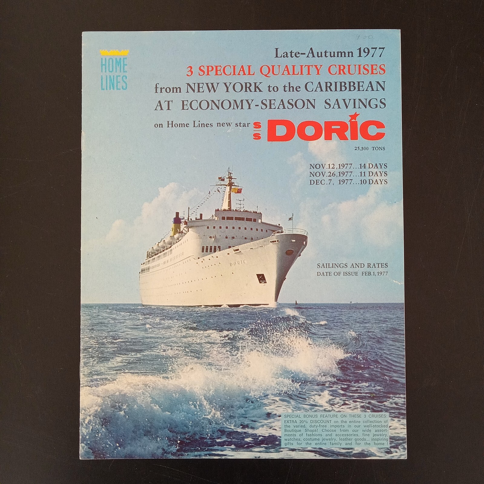 SS DORIC Home Lines Cruise 1977 Brochure Deck Plans Rates Activities | eBay