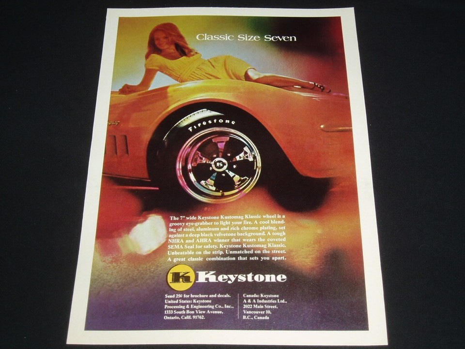1968-1969 CHEVY CORVETTE KEYSTONE WHEEL AD *1970/1971/1972/Camaro ...