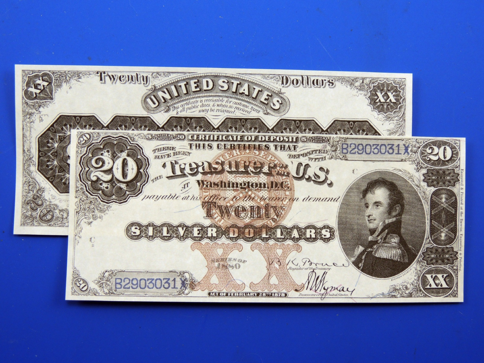 Reproduction $20 1880 Silver Certificate Note US Paper Money Currency ...