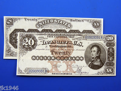 Reproduction $20 1880 Silver Certificate Note US Paper Money Currency ...