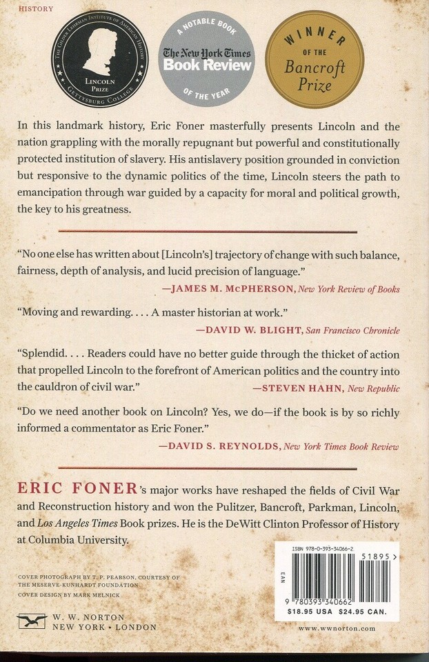 The Fiery Trial Abraham Lincoln & American Slavery by Eric Foner ...