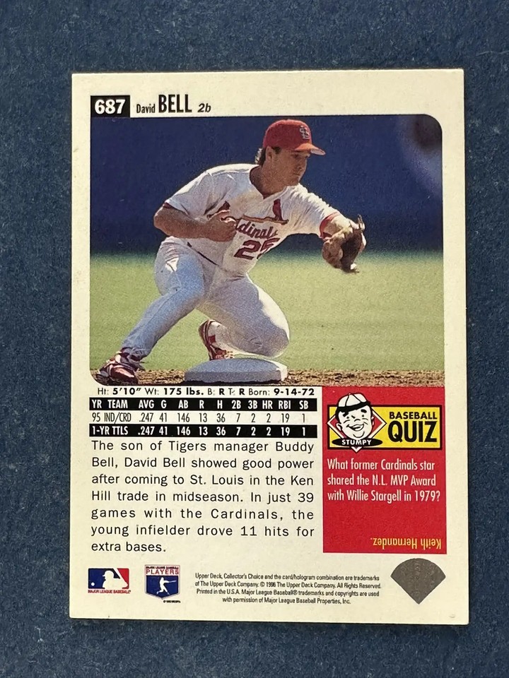David Bell Autograph Signed 1996 Upper Deck CC St. Louis Cardinals | eBay