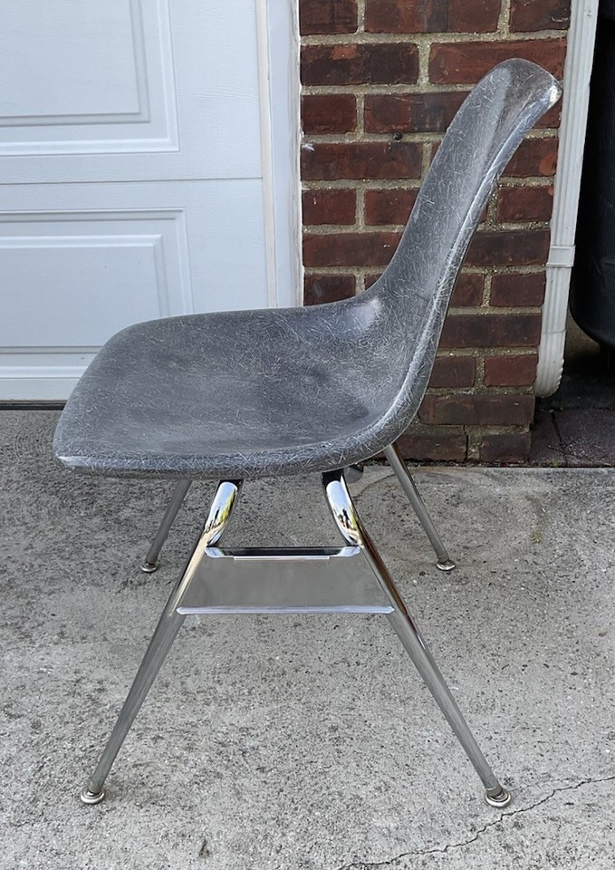 4-Vintage MCM 70’s Grey Fiberglass Stacking Chairs | eBay