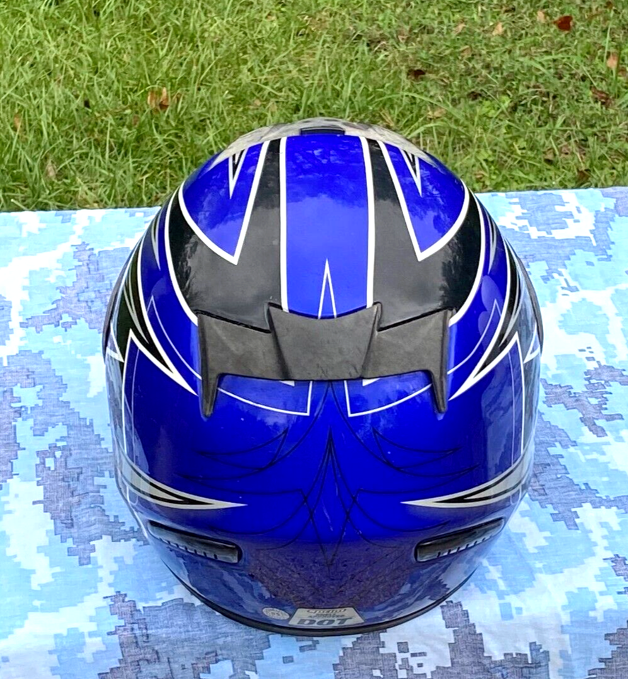 Bell Sprint Full-Face Motorcycle Blue & Black Helmet w/ Visor Adult ...