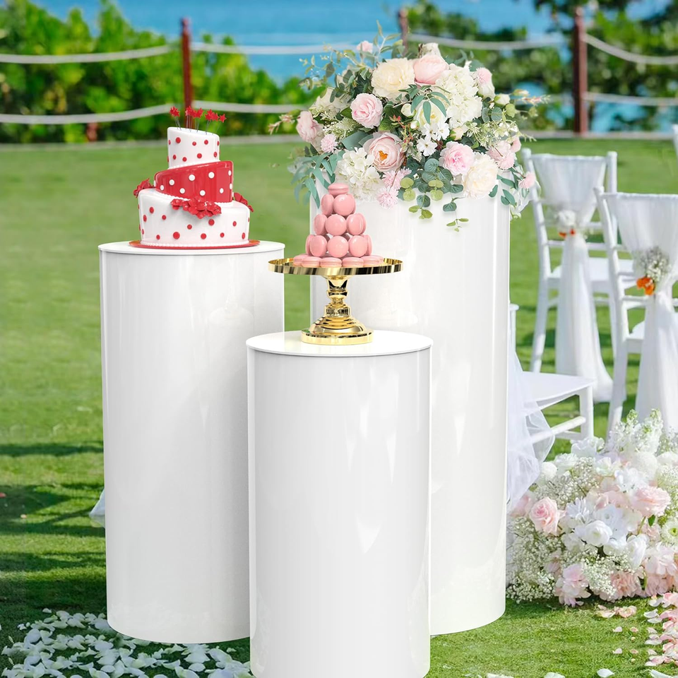 Cylinder Pedestal Stands Party 3PCS Large Round Tables Display Party ...