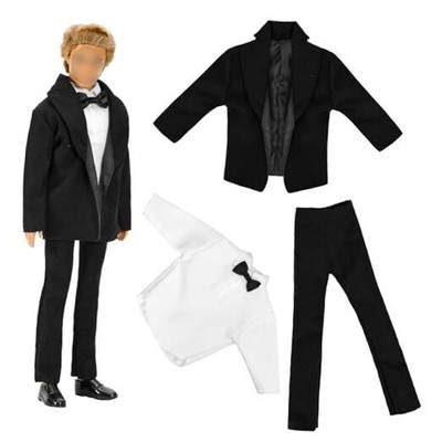 3pc Doll Clothes Black Tuxedo Suit with Tie White Shirt, Pants and ...