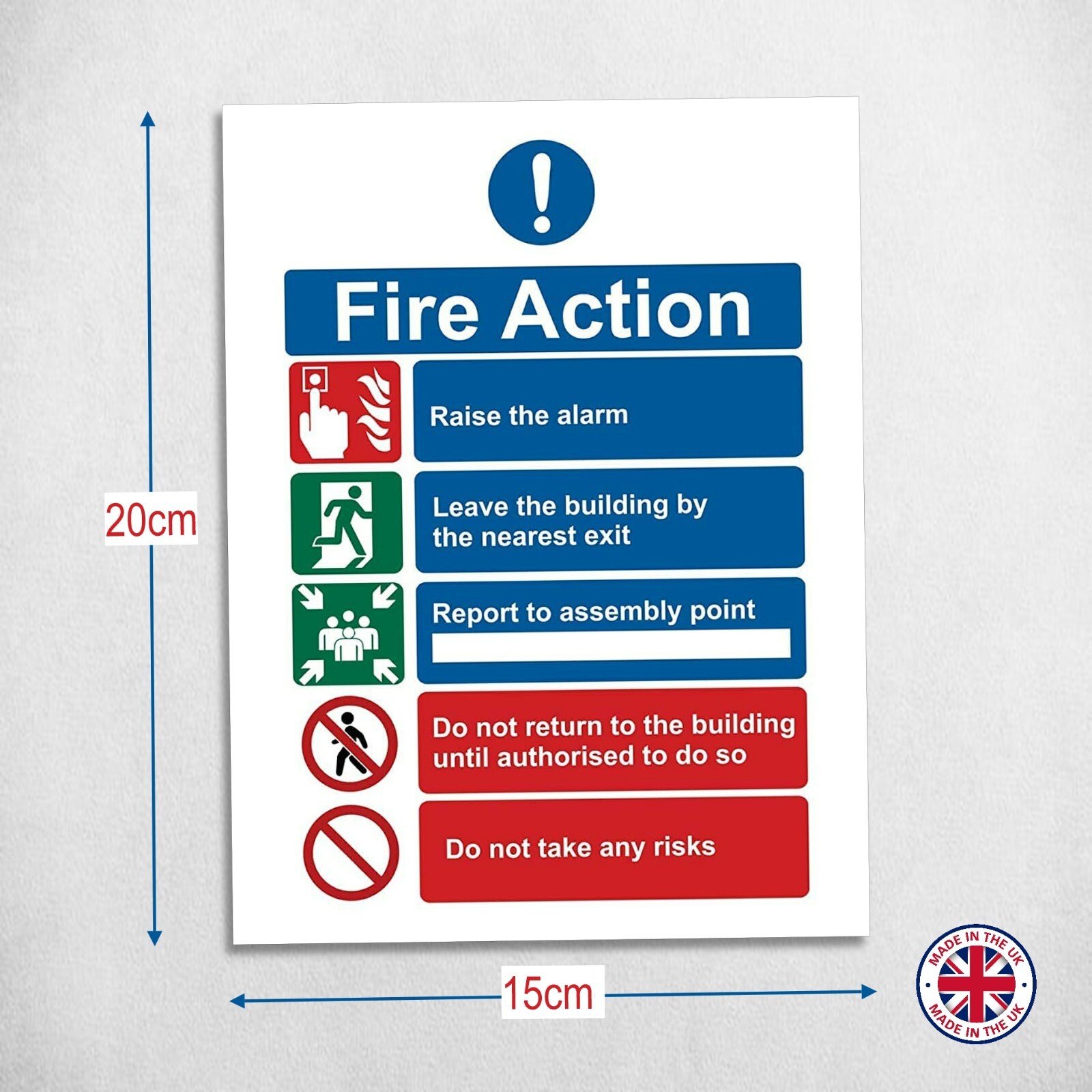 Fire Action Notice Sign Self Adhesive Sticker 20 X 15cm - Fire Safety ...