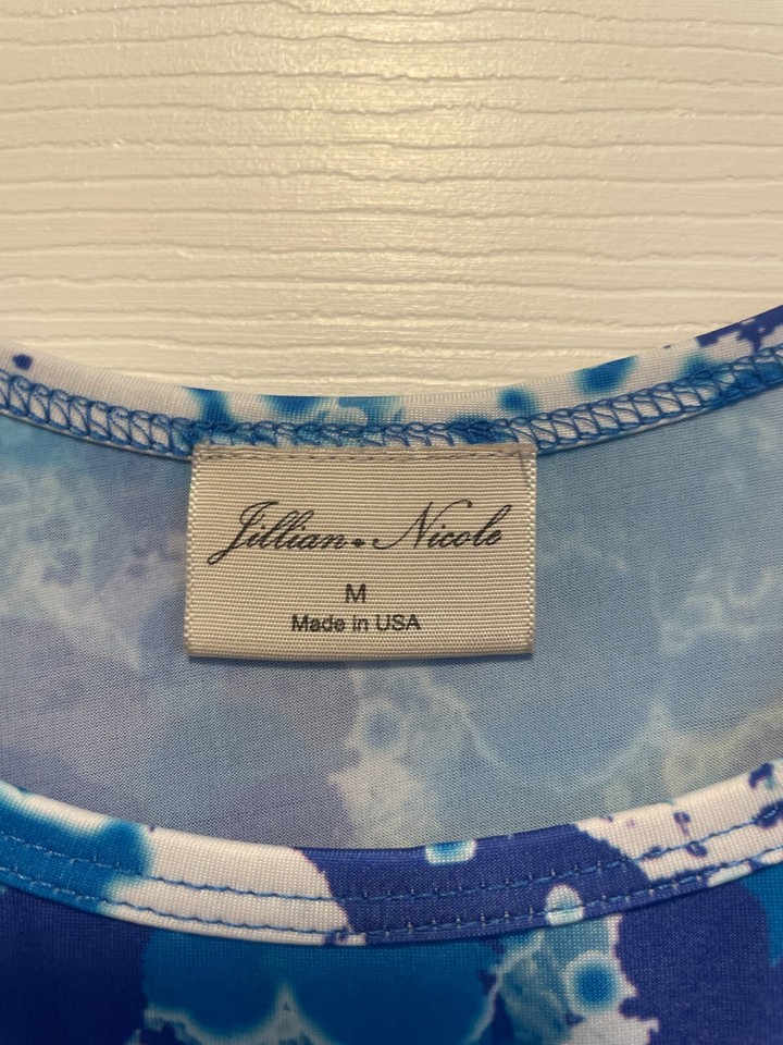 JILLIAN NICOLE top shirt shell M 6 Bust 36 Length 26 White/Blue/Purple ...