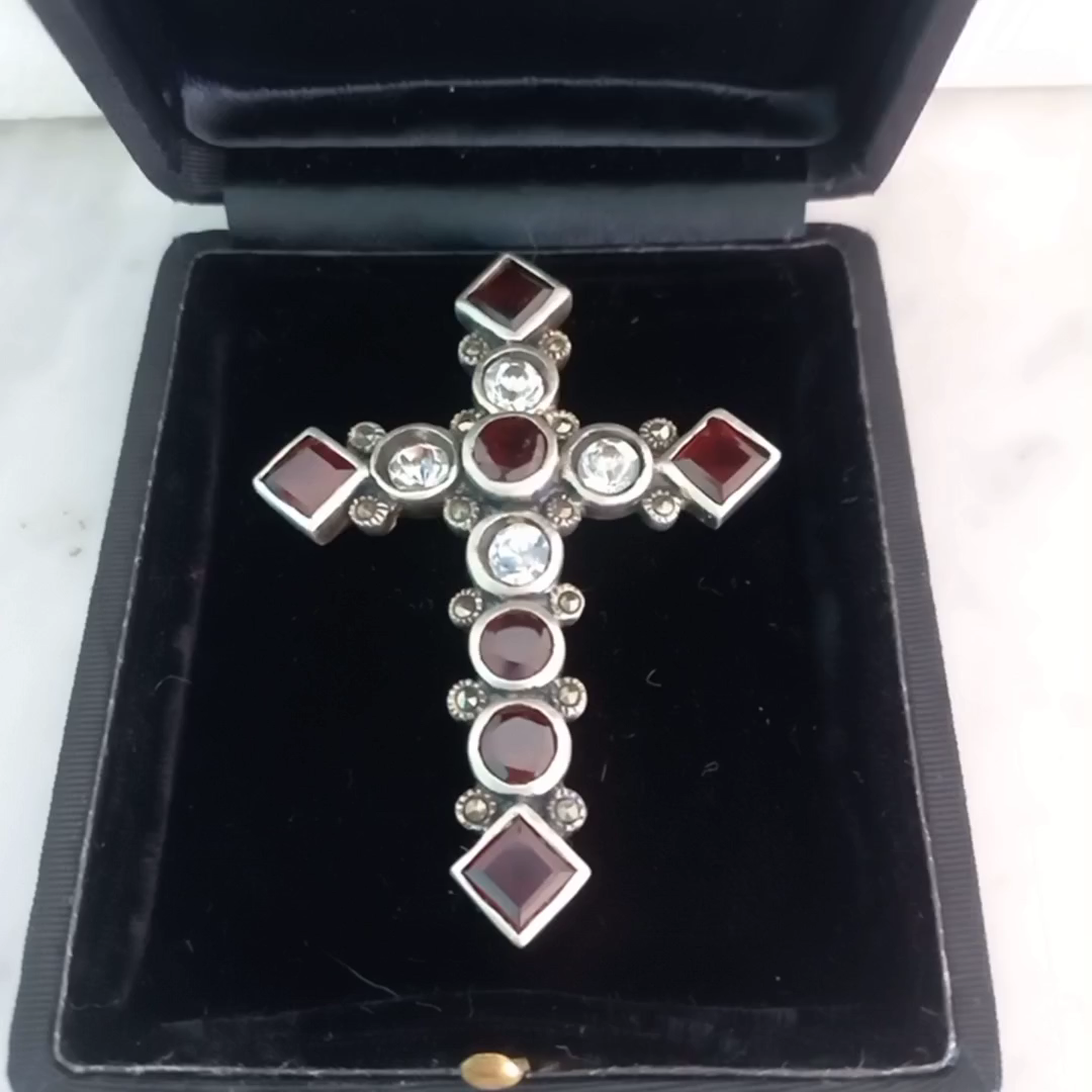 CRUCIFIX Cross penden for necklace STERLING 925 Swarovski crystals and ...