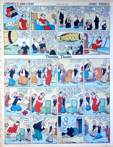Popeye by Segar - Space ship - large full page color Sunday comic - May ...