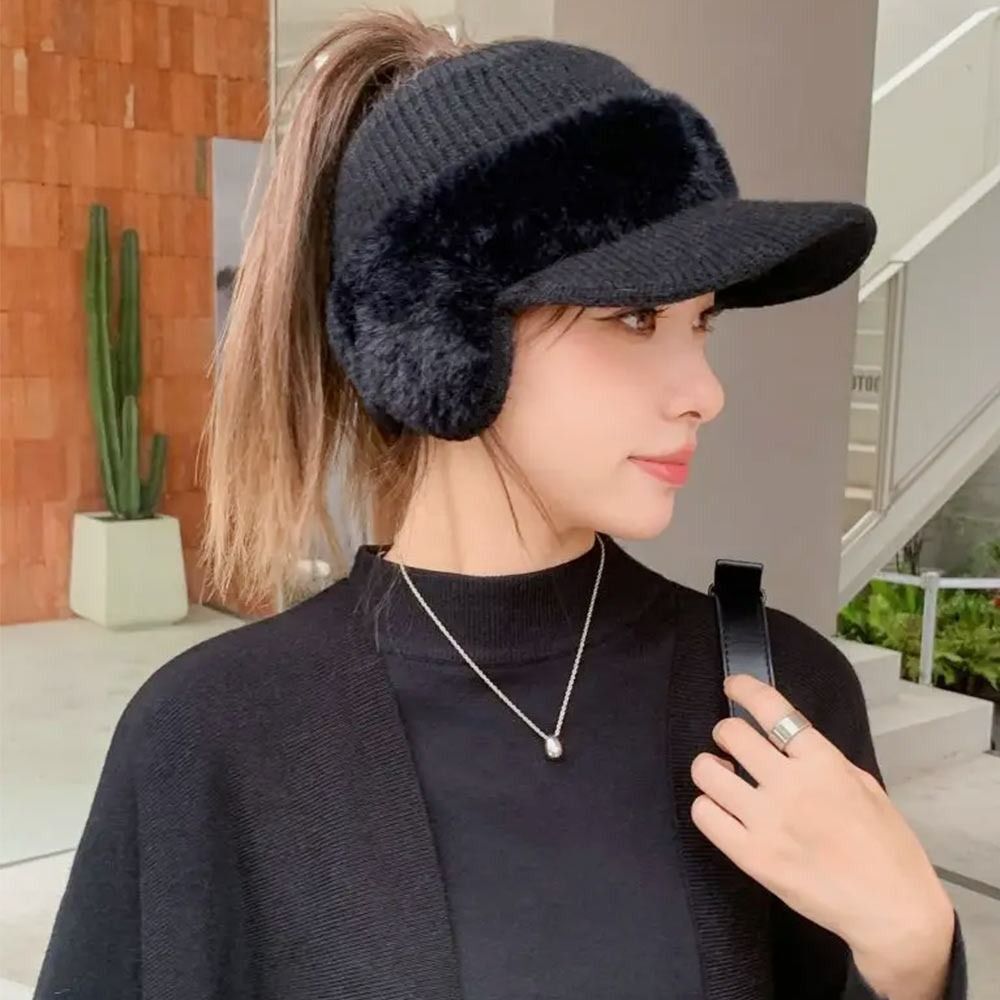 Ear Protection Winter Hats Windproof Knitted Fleece Hat Women | eBay UK