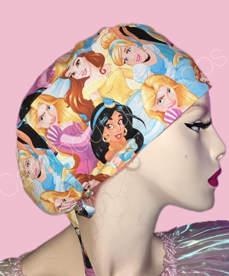 Disney Princess Surgical Scrub Cap Nurse Hat Belle Jasmine Sleeping ...