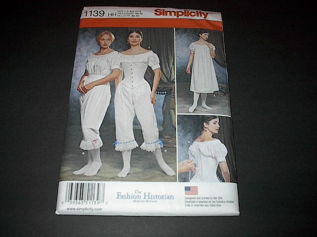 1139 Simplicity Civil War Undergarments Sewing Pattern Sizes 14-20 for ...