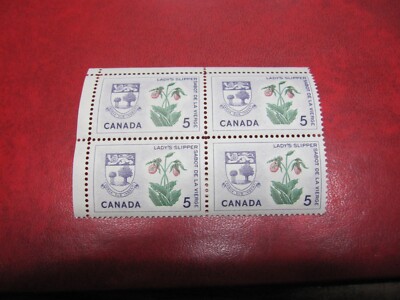 CANADA Unitrade# 424 5c FLORAL EMBLEMS & COAT of ARMS UL BLANK BLOCK ...