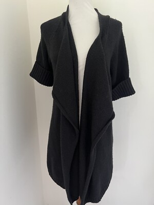 Vince Women's Size M Black Short Cuffed Sleeve Open Front Cardigan ...