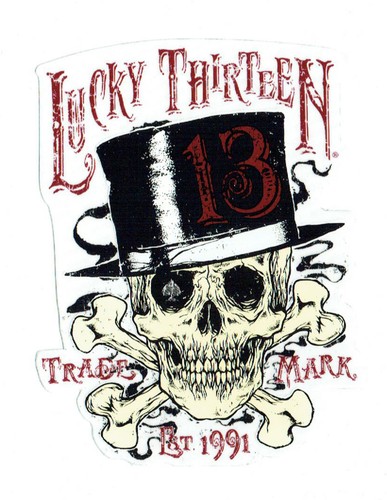 lucky 13 sticker Skull Tophat Hot Rod Drag Race Skull Tattoo | eBay
