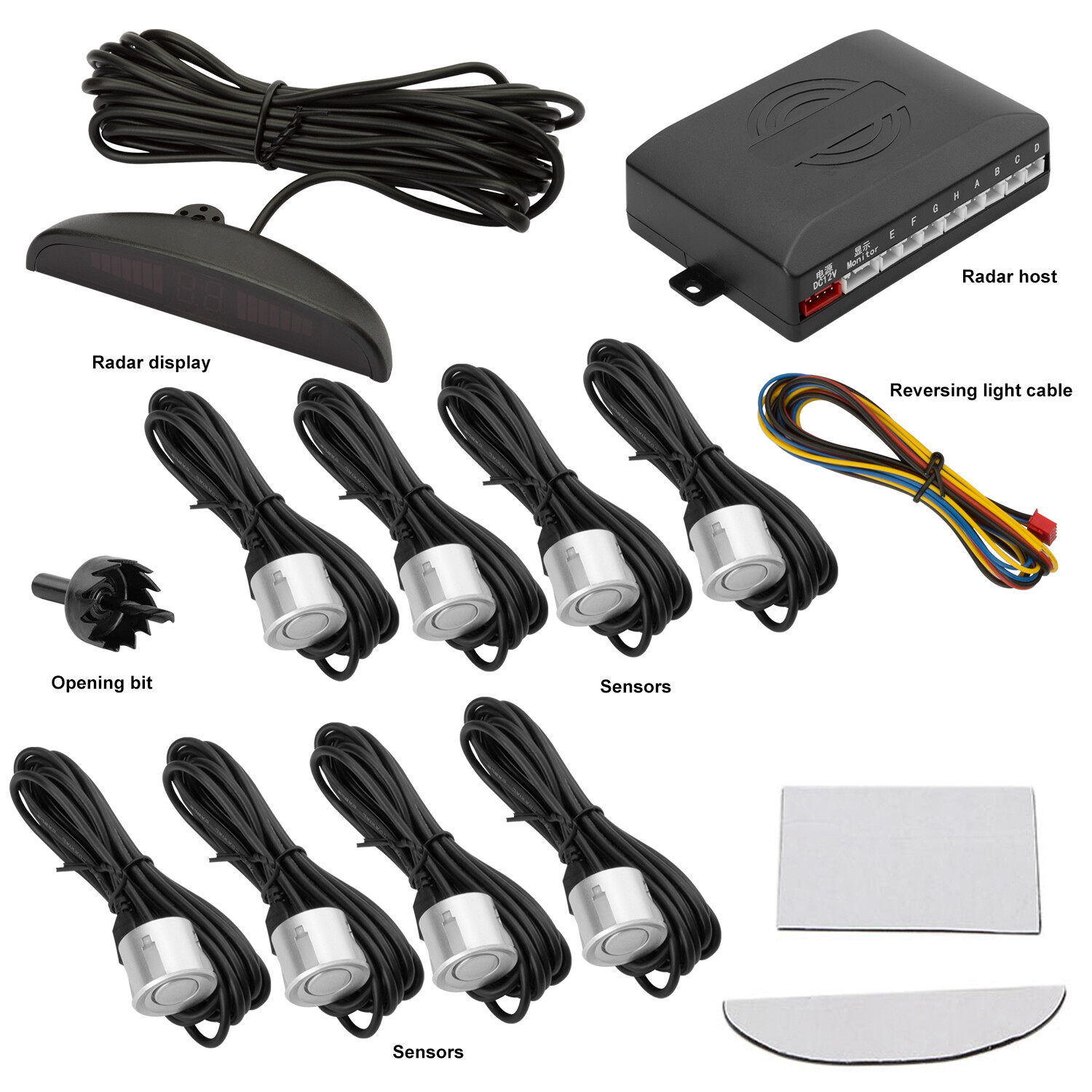 Front and Rear 8 Sensors LCD Display Buzzer Alarm Car Reverse Parking ...