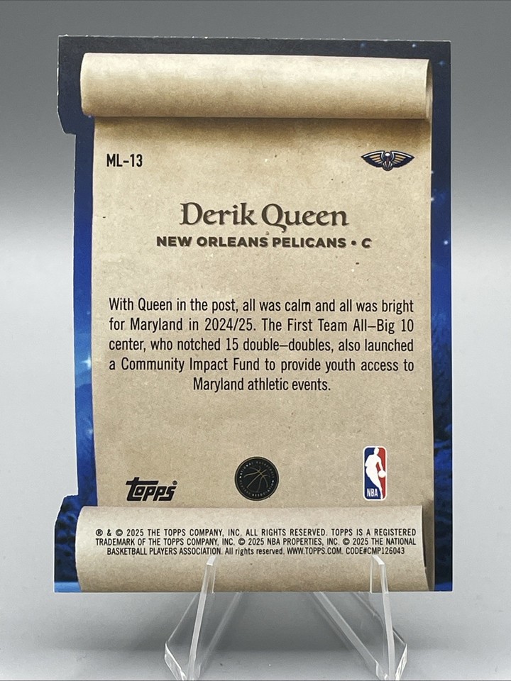 2025 TOPPS HOLIDAY DERIK QUEEN RC MAKING THE NICE LIST ADVENT-EXCLUSIVE ...