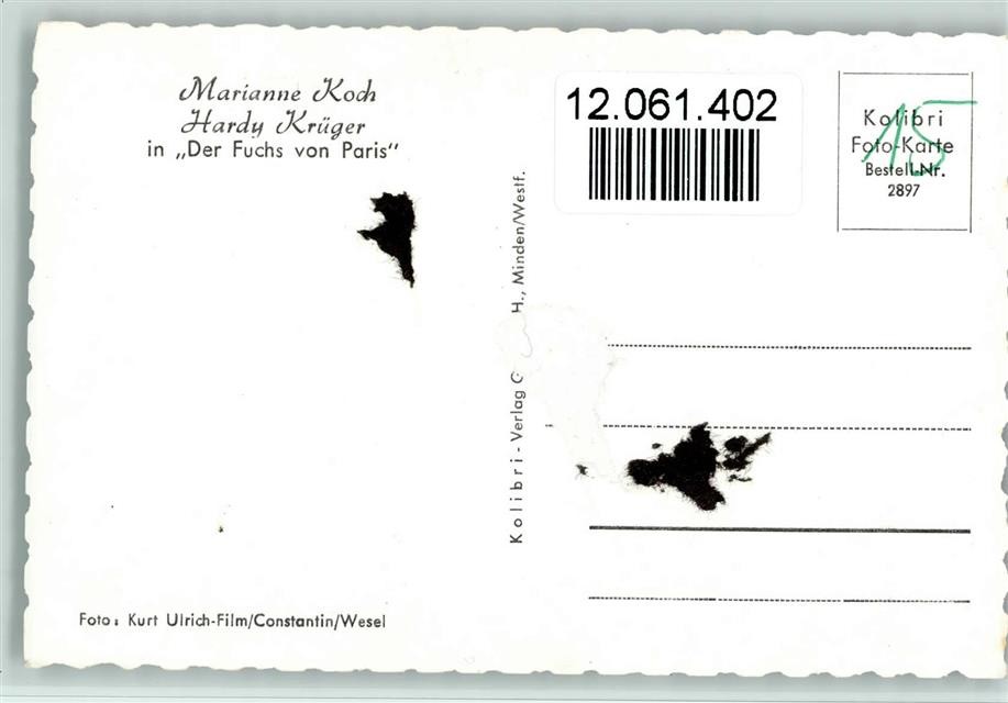 12061402 - Marianne Koch Hardy Krueger in Der Fuchs von Paris Kolibri ...