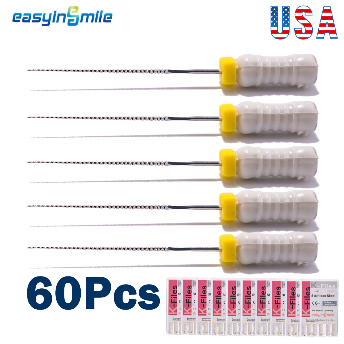 10Pks Dental K Files #15 Endodontic Endo K-Files Stainless Steel Root ...