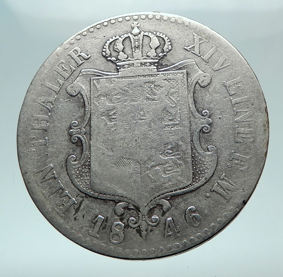 1846 GERMANY German States Hannover King ERNST AUGUST Silver THALER ...