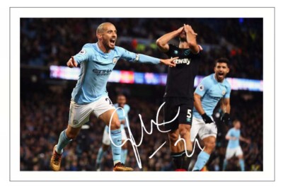 DAVID SILVA Signed Autograph PHOTO Signature Fan Gift Print MANCHESTER ...